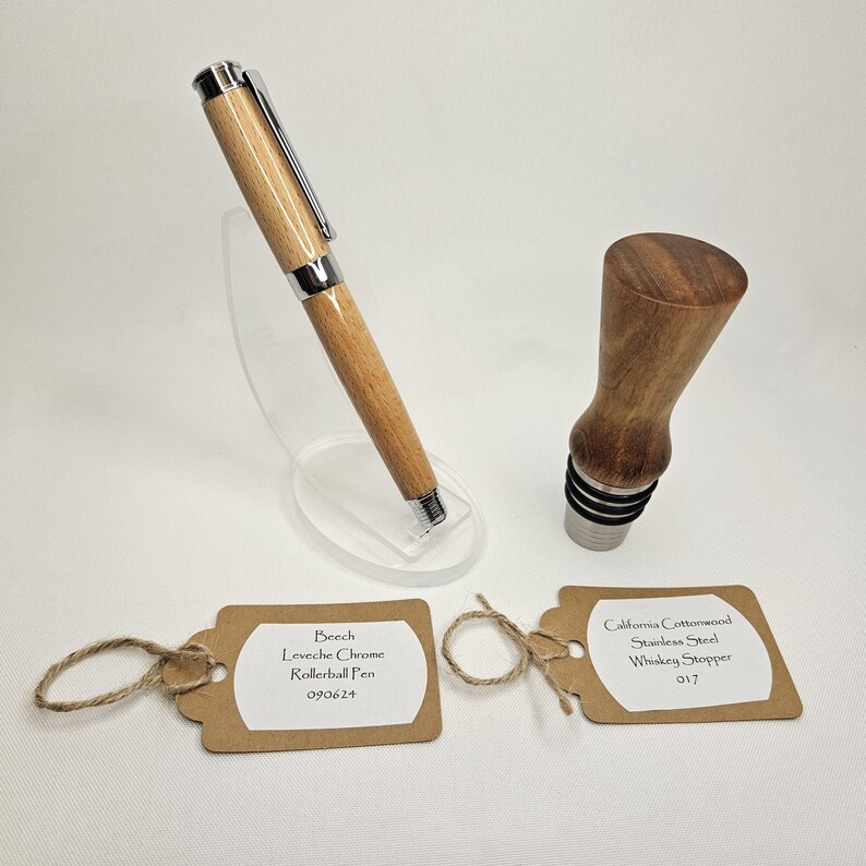 Beech Rollerball Pen & California Cottonwood Whisky Stopper Gift Set ...