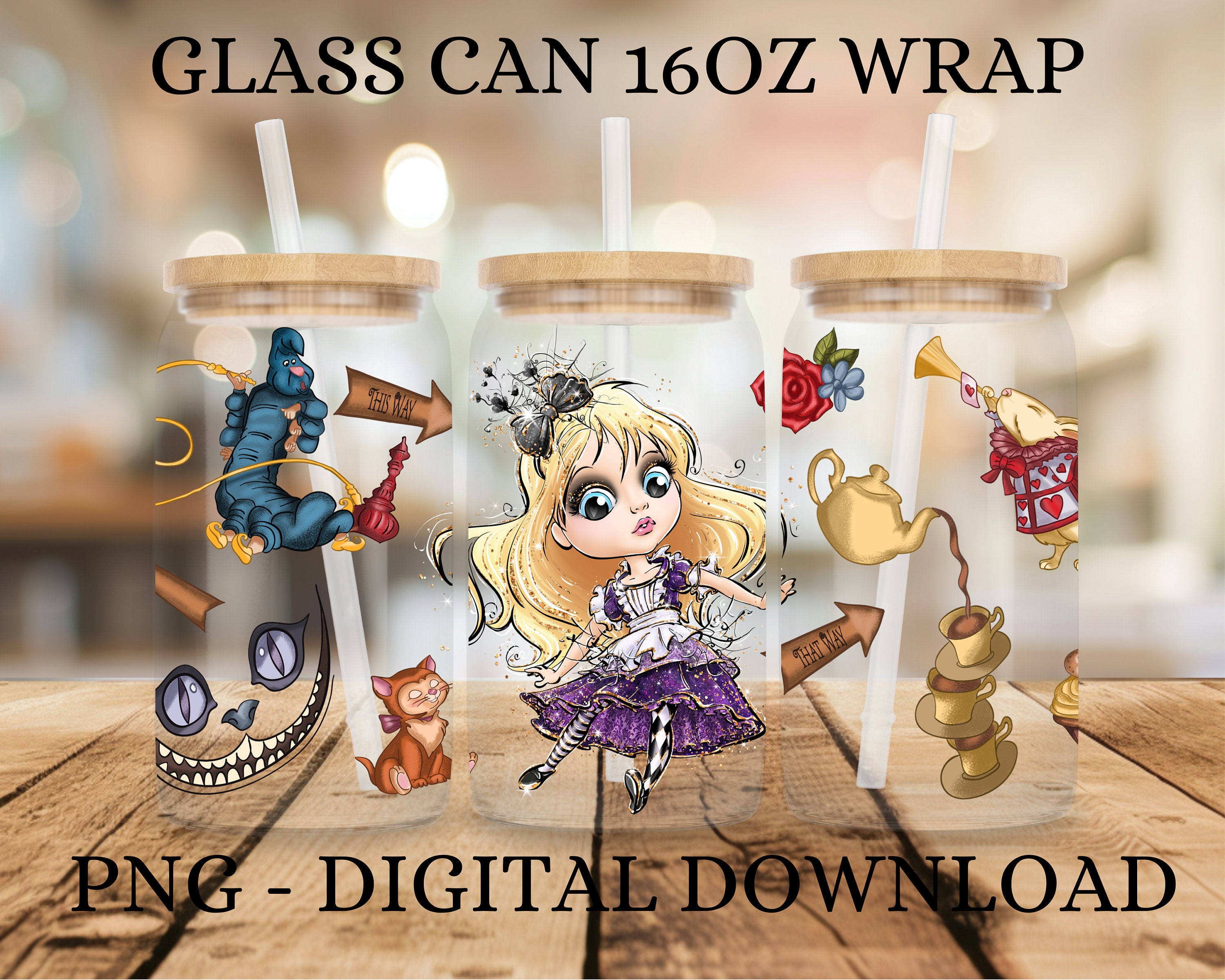 16oz Glass Can Cup Wrap Digital PNG DOWNLOAD - Fairytale Wonderland ...