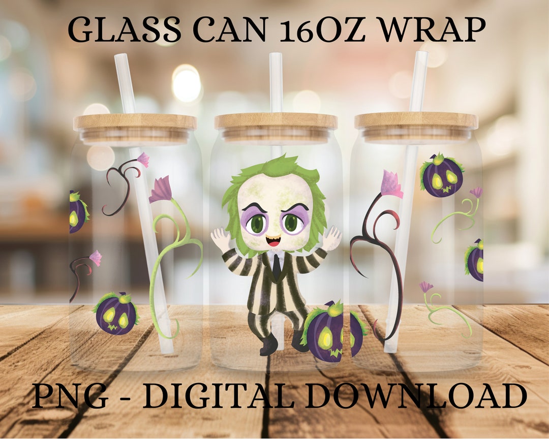16oz Glass Can Cup Wrap Digital PNG DOWNLOAD - Halloween Movie, Horror ...