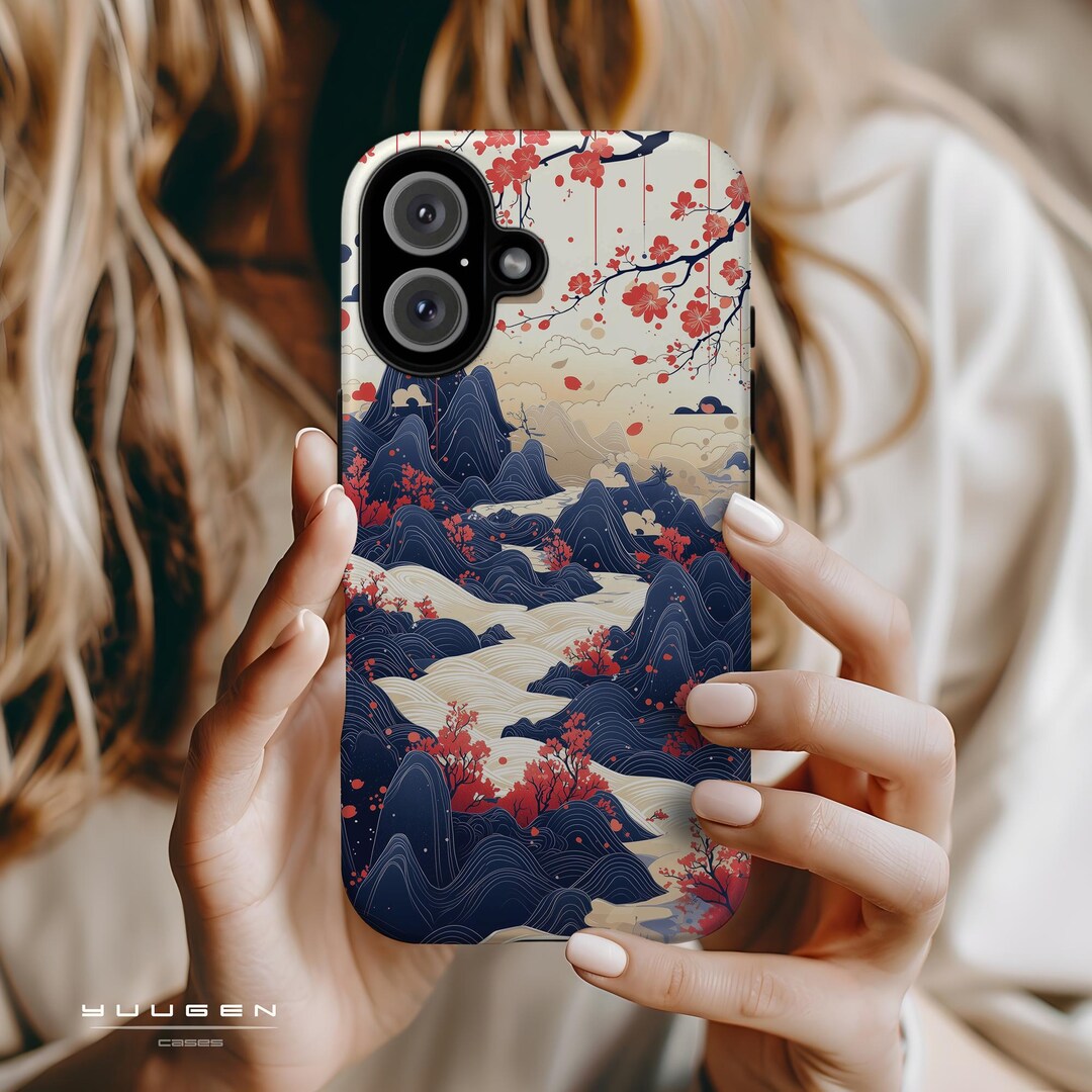 Japanese-inspired Scenic Art Phone Case, Sakura Flower Design Magsafe ...