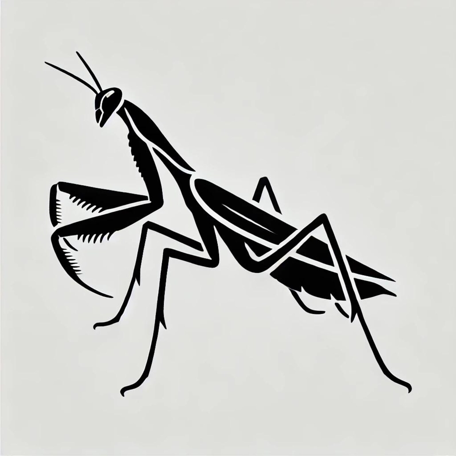 Minimalist Silhouette of a Mantis, Animal | Nature-animal Art | Black ...
