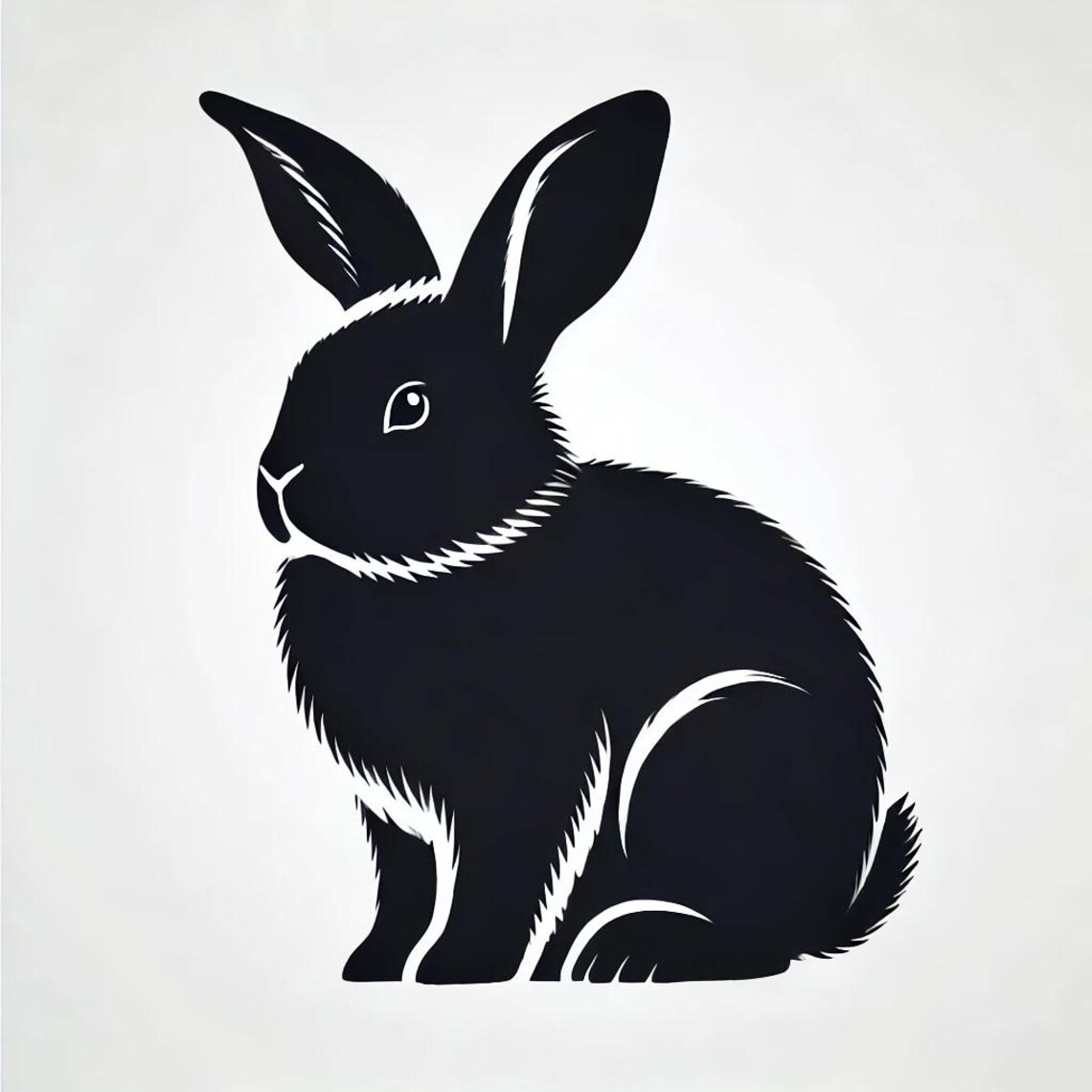 Minimalist Silhouette of a Rabbit, Animal | Nature-animal Art | Black ...