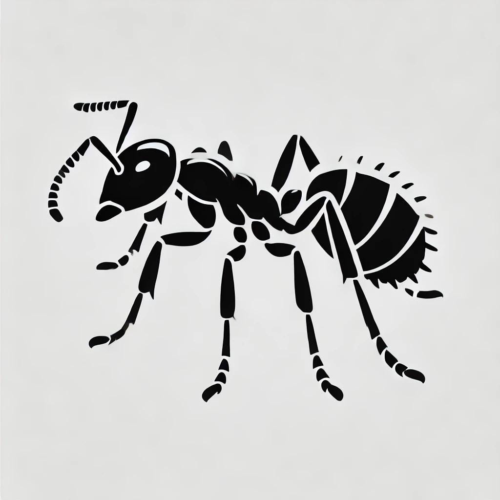 Minimalist Silhouette of a Ant, Animal | Nature-animal Art | Black and ...