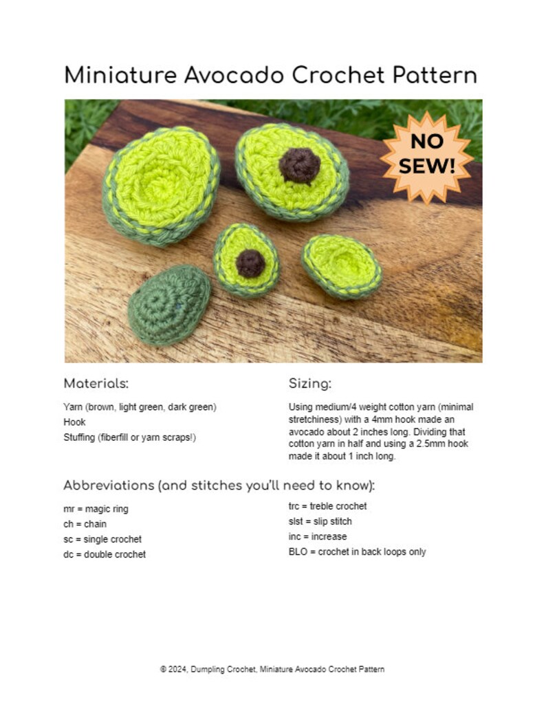 NO-SEW Mini Avocado Crochet PDF Pattern - Etsy
