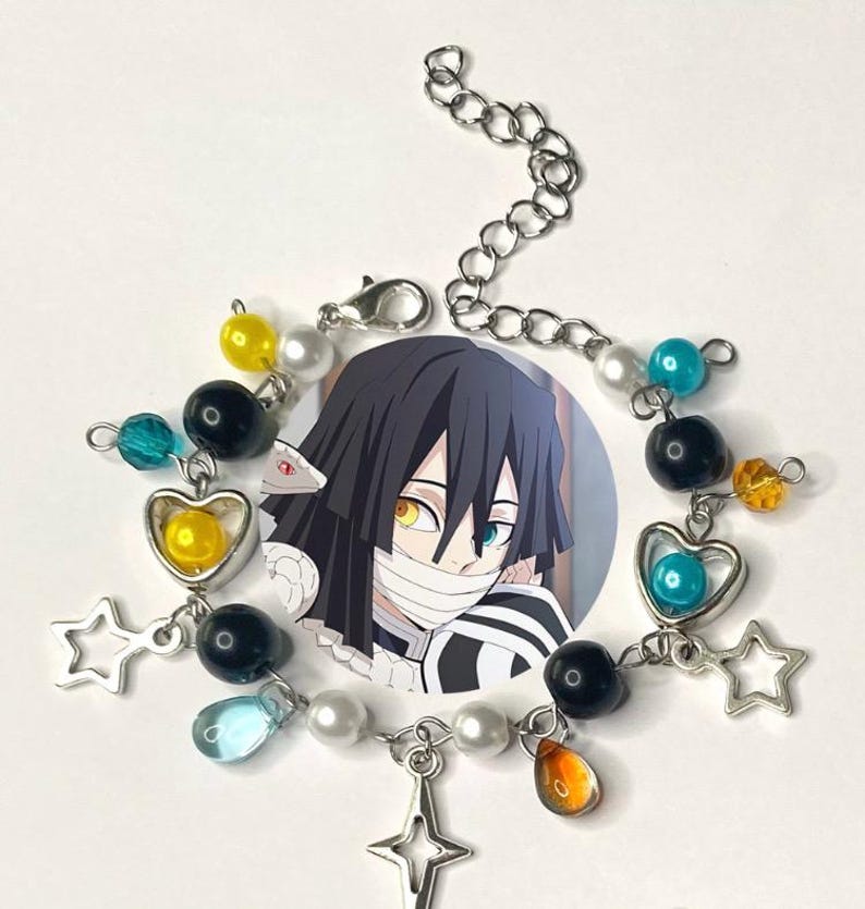 Demon Slayer Inspired Beaded Cluttered Charm Bracelets: Muichiro ...