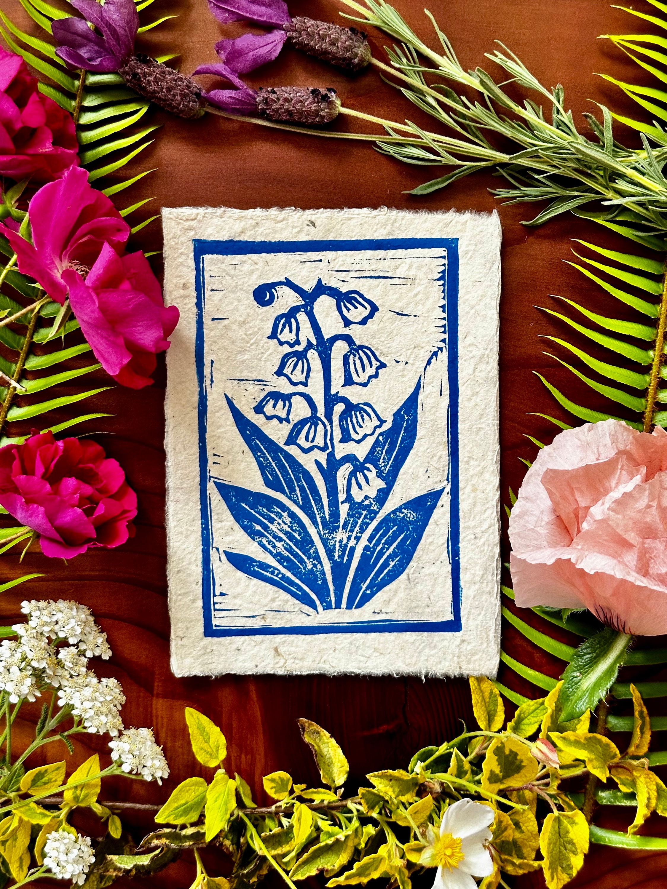 Lily of the Valley Linocut Print 5x7” - May Birth Flower Art - Etsy