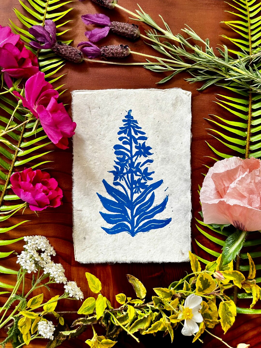 Fireweed Linocut Print 5x7” - Botanical Art - Etsy