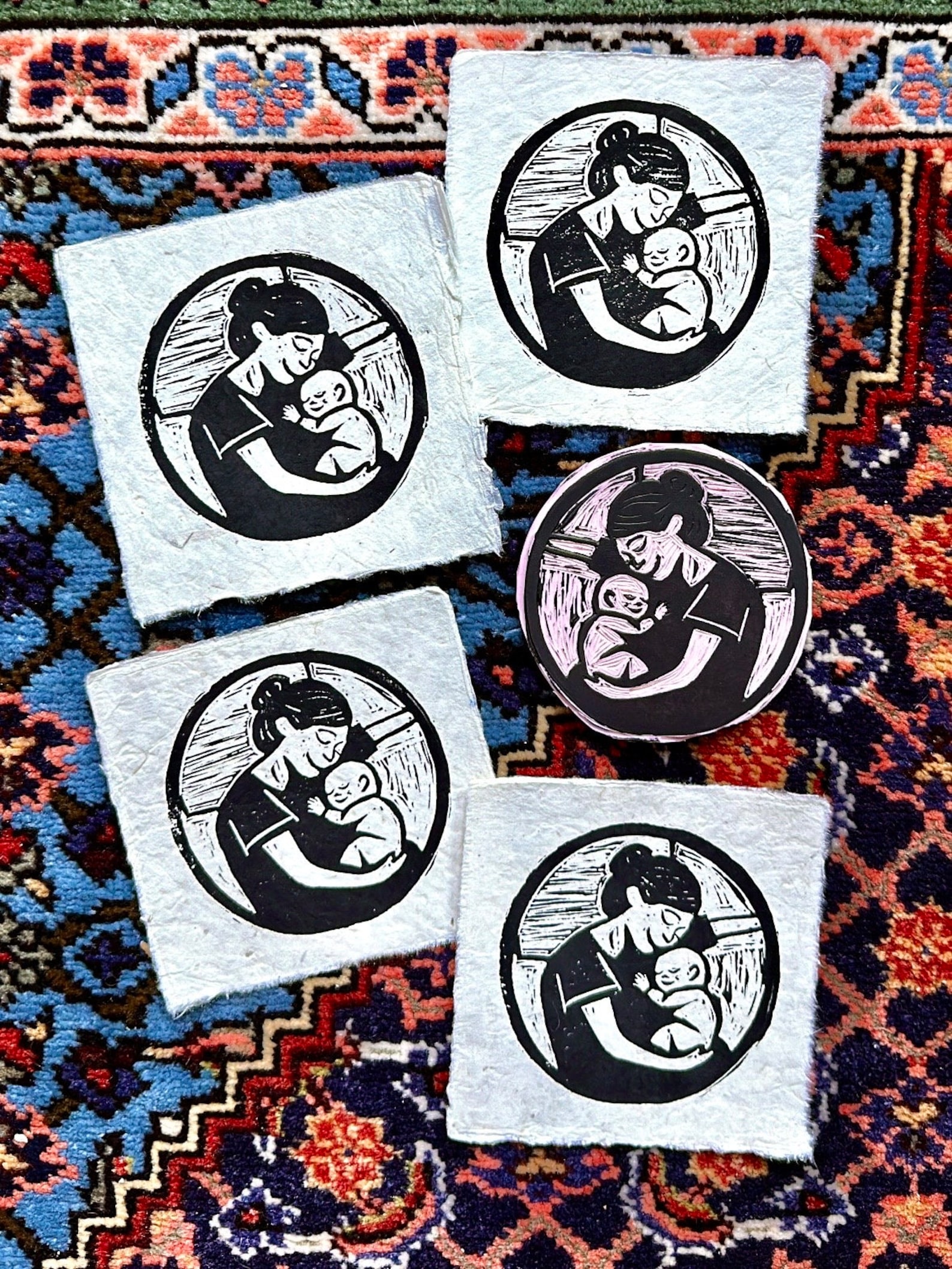 Cosleeping Mother & Baby Linocut Print 5x5” - Motherhood Art - Etsy