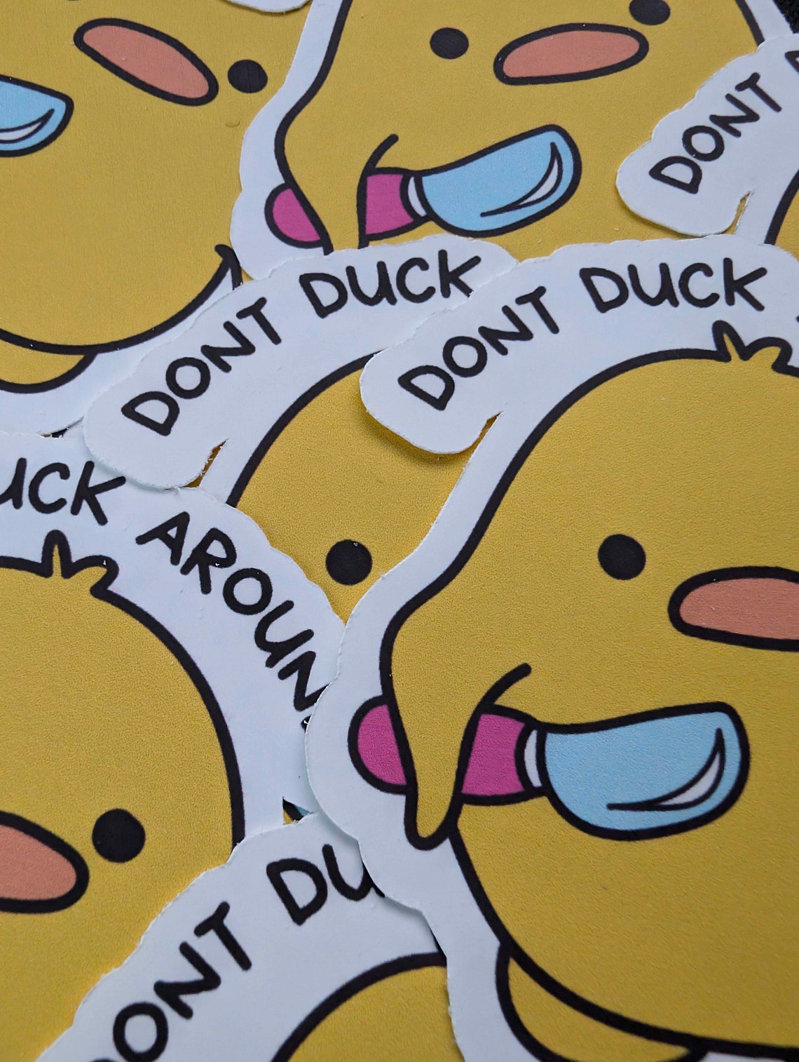 Don't Duck Around Sticker Funny Duck Quote Duck With Knife Laptop ...