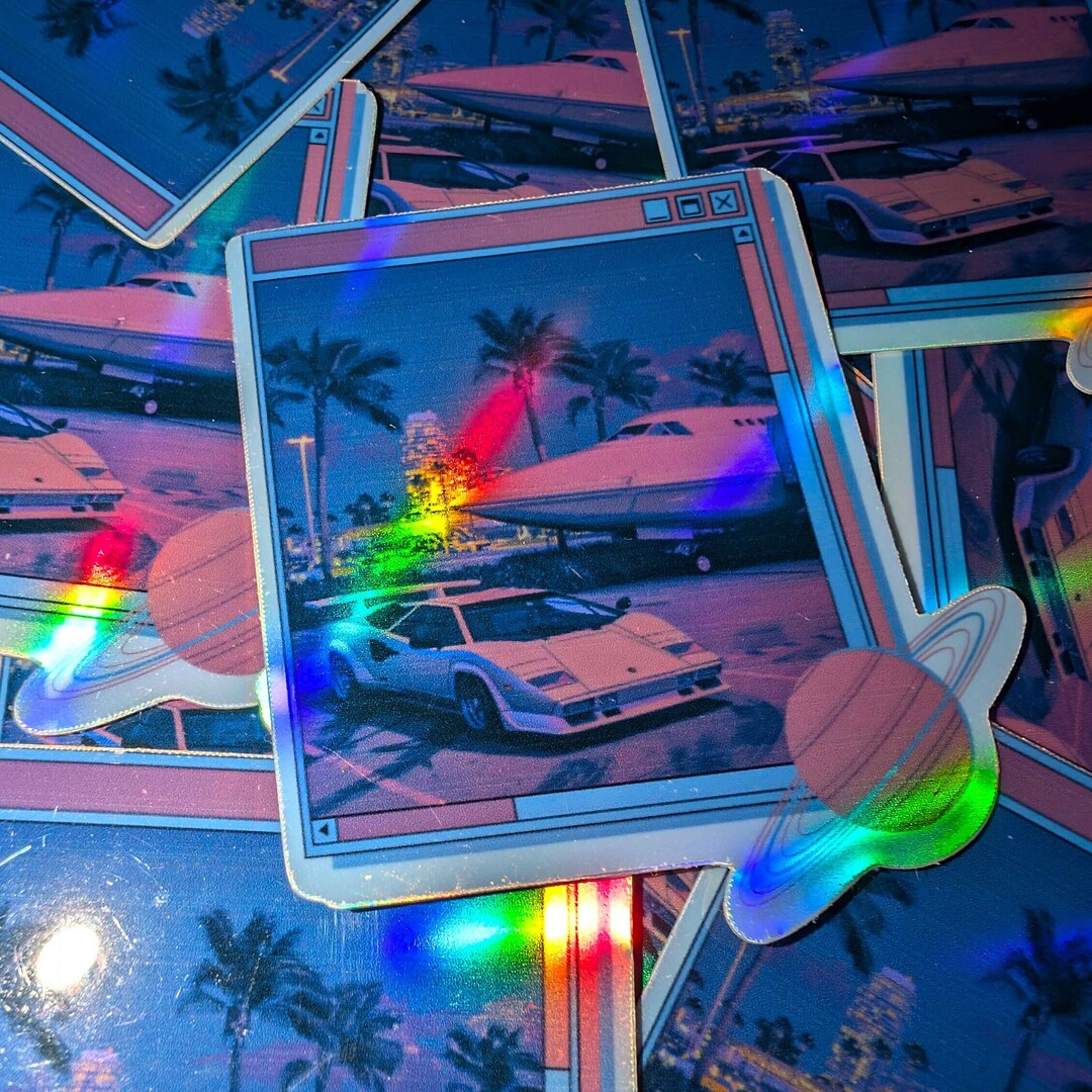 Holographic Vaporwave Car & Plane Sticker | 90s 80s Retro | Vaporwave ...