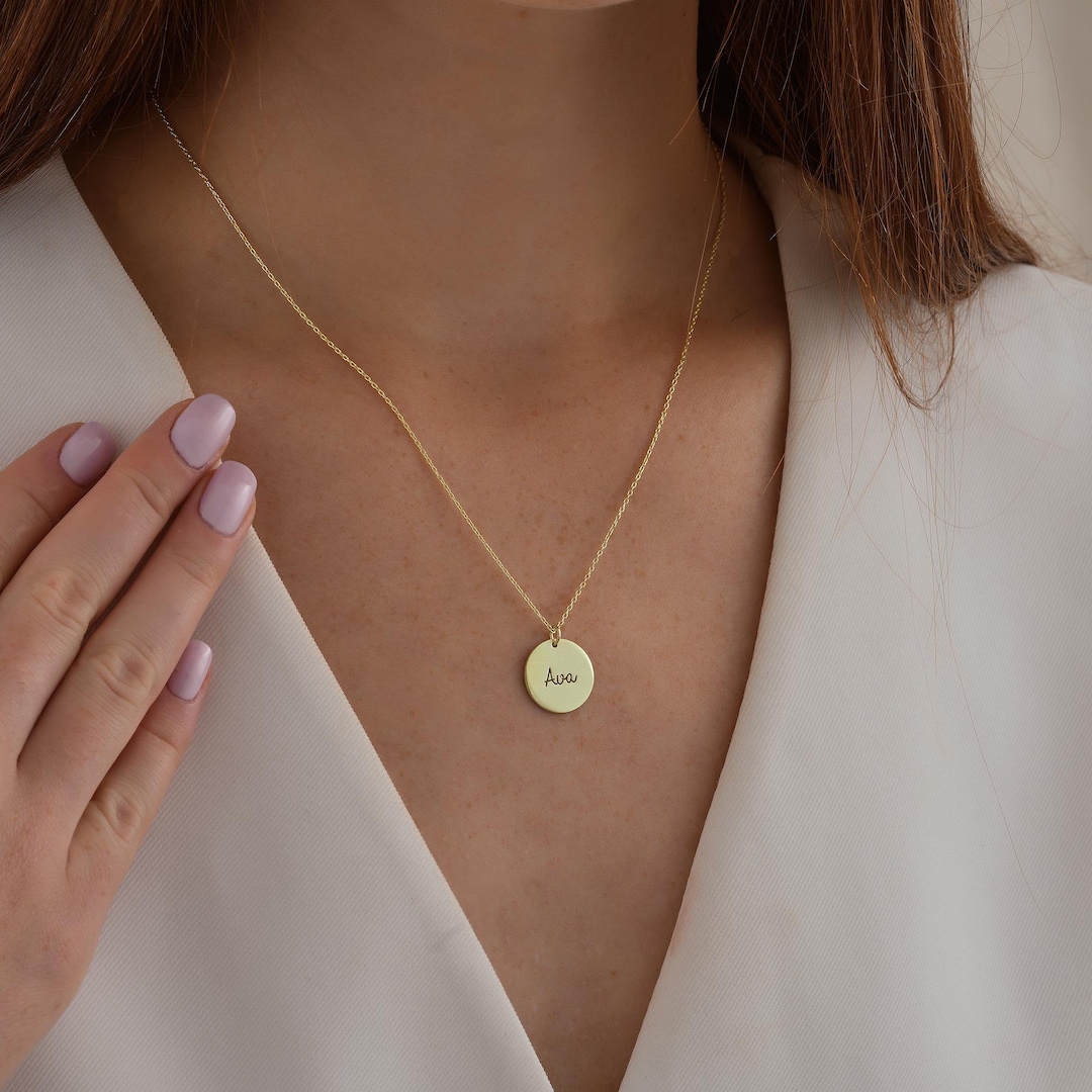 Personalized Name Tag Necklace,14k Gold Plated Sterling Silver,gold ...
