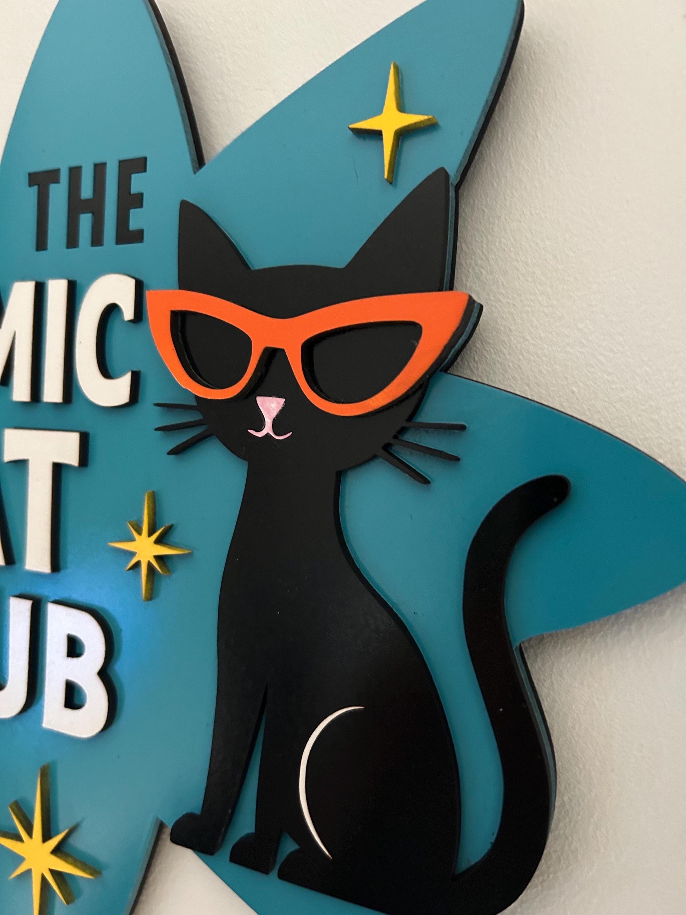 Atomic Cat Wall Art, Atomic Cat Home Decor, Atomic Cat Art, Retro Home ...