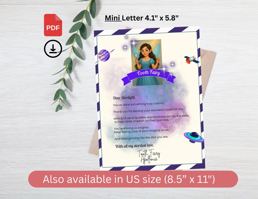 Mini Tooth Fairy Letter: Starlight Printable Note (PDF Download 4.1x5.8 ...