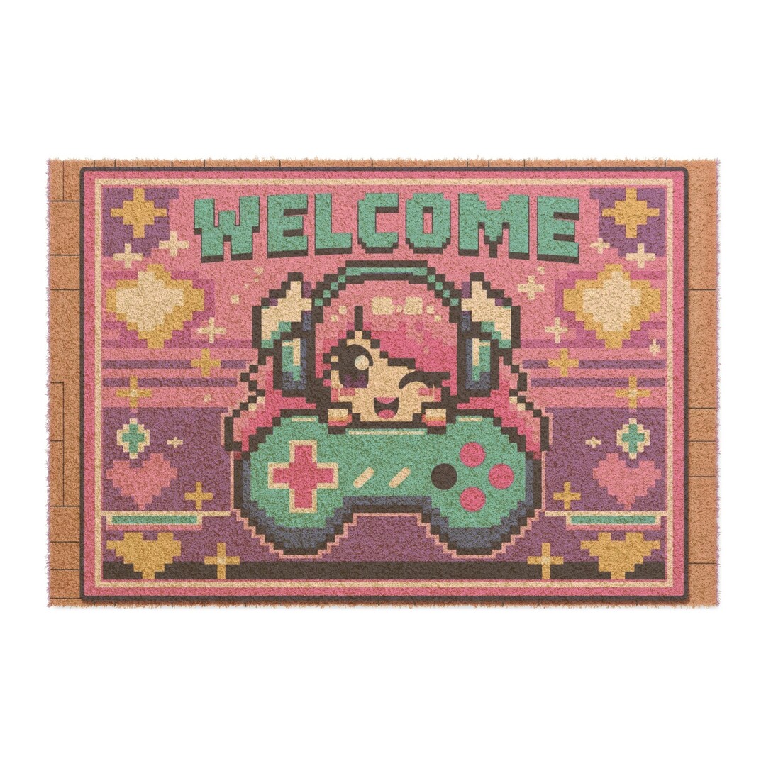 Gamer Girl Pixel Paradise Doormat Cute 8-bit Welcome Mat - Etsy