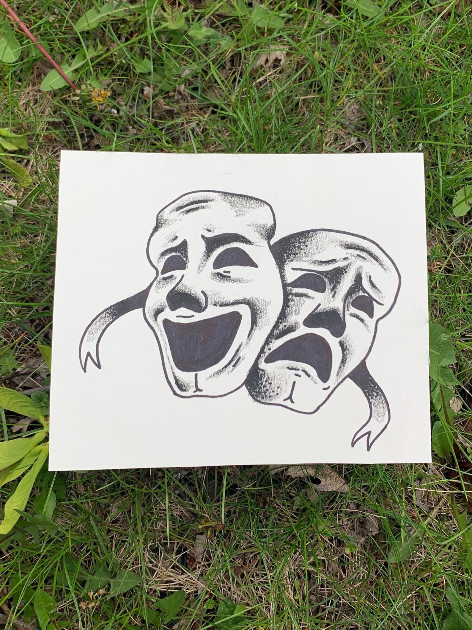 Comedy and Tragedy Mask Tattoo Flash - Etsy
