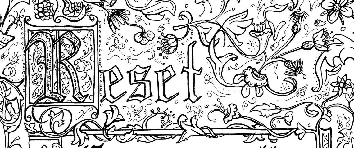 Illuminated Manuscript reset Coloring Page | Etsy