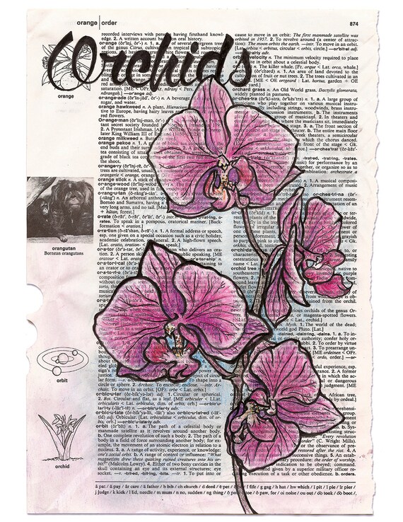 Print: orchids Dictionary Page Print of Hand | Etsy