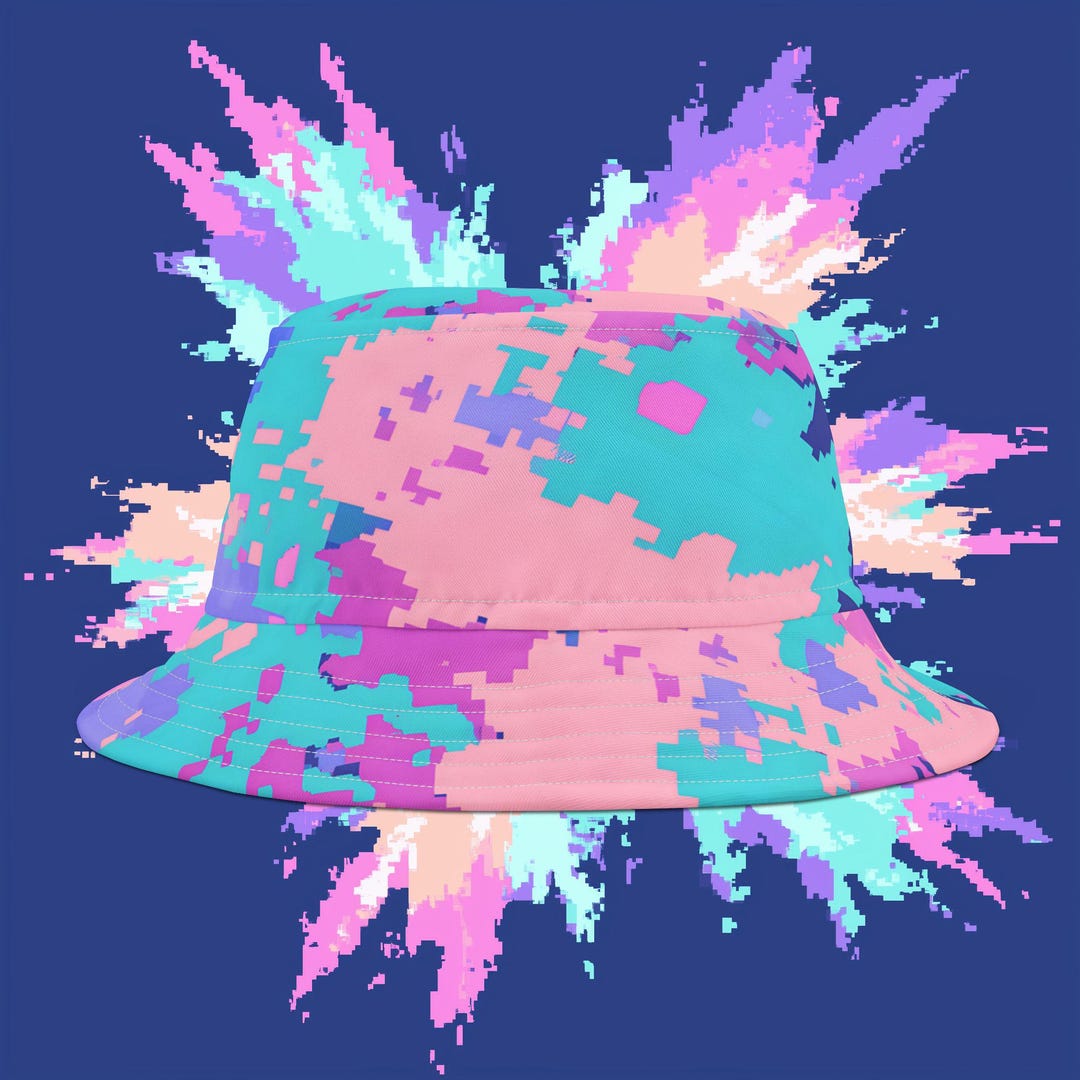 Neon Explosion Digital Rave Camo Bucket Hat - Etsy