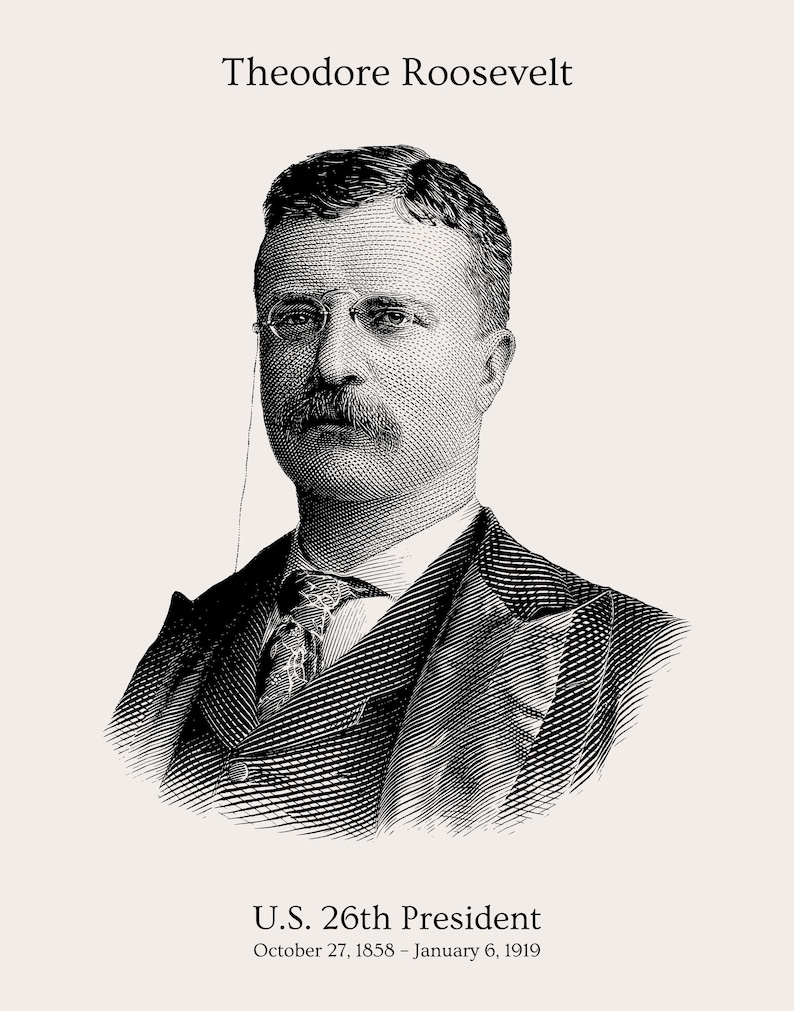 Theodore Roosevelt Poster - Historical Art - Classroom Decor - American ...