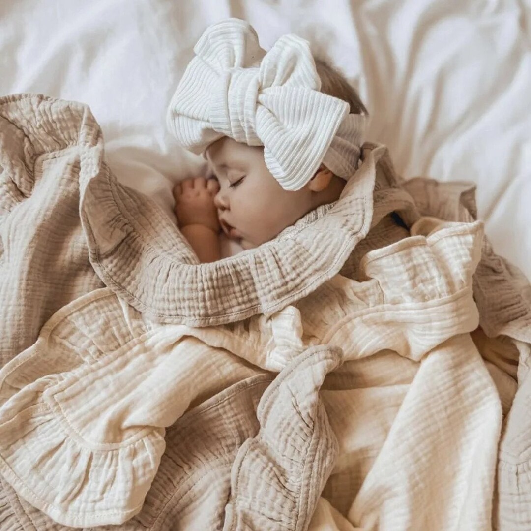 Soft Crinkle Cotton Swaddle Blanket Muslin Blanket for Baby Newborn ...