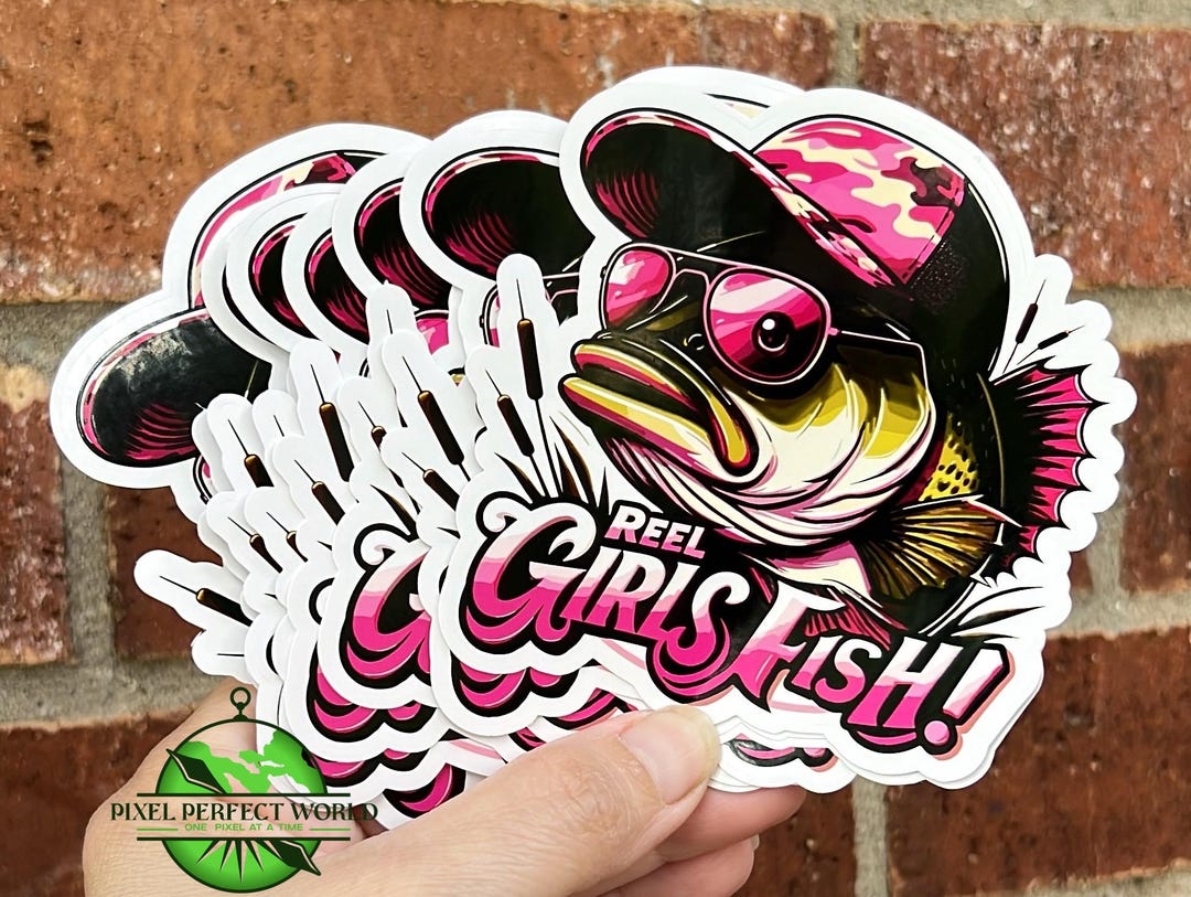 Reel Girls Fish Vinyl Stickers - Girls Fishing Sticker - Fishing Pink ...