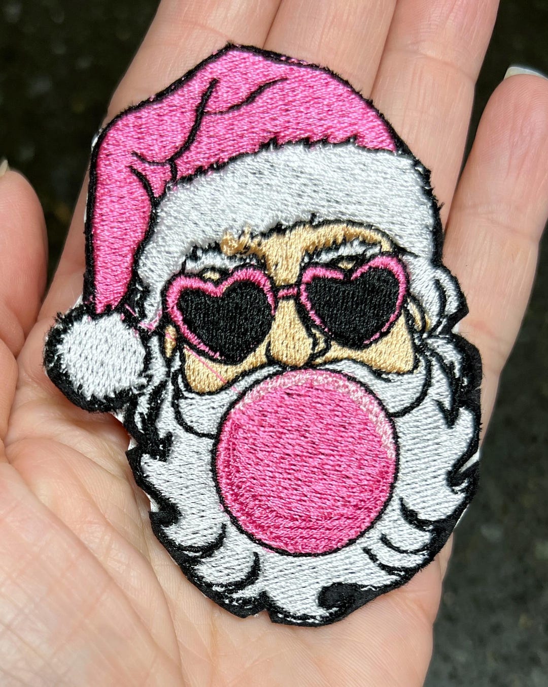 Pink Santa Embroidery Patch Santa Patch Santa With Bubblegum Patch Pink ...