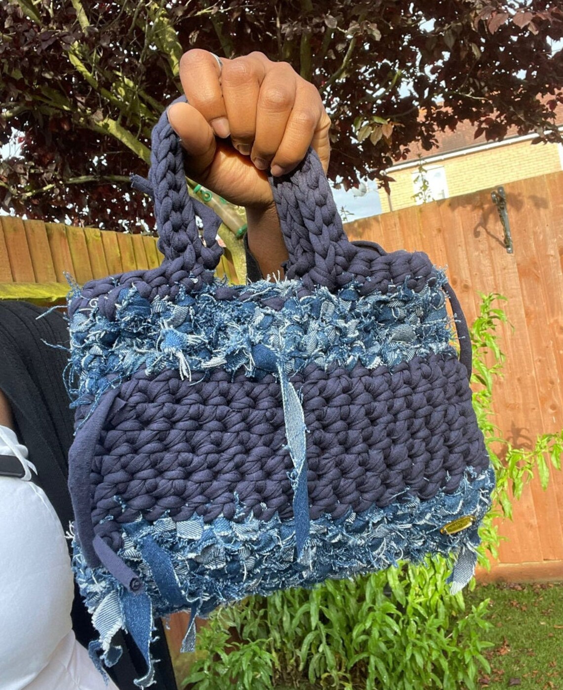 Denim Crochet Bag. NEHITA DENIM CROCHET Baguette Bag by Yosa. Made From ...
