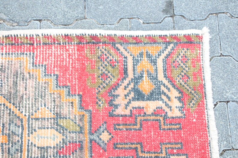 Vintage Turkish Rug 1.7x3.6 Ft, Red Floral Wool Rug - Etsy UK