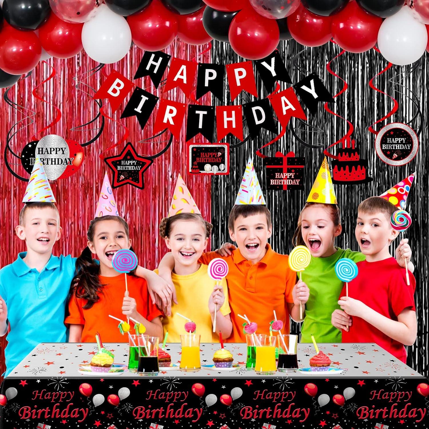 Birthday Decorations Red and Black Happy Bday Party Decora for Boys ...