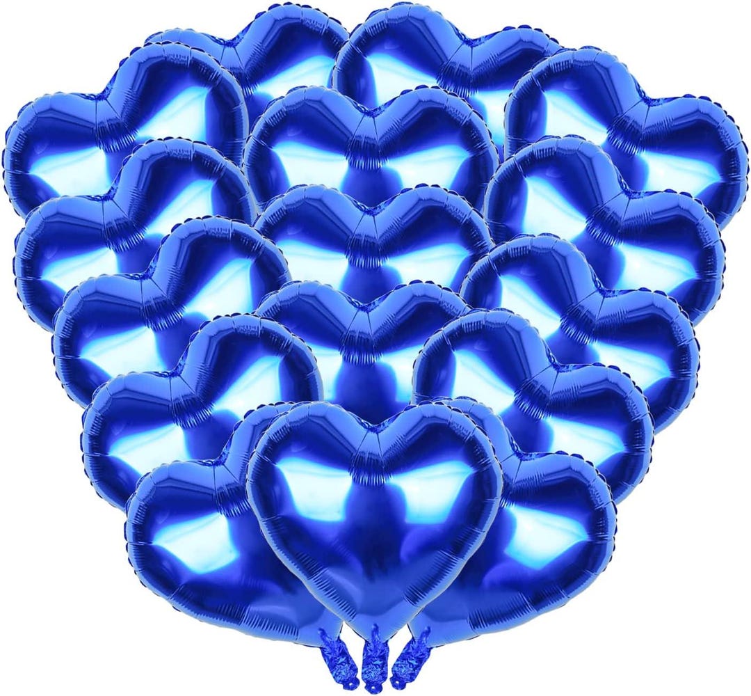 18 Inch Royal Blue Heart Balloons Metallic Blue Foil Heart Balloons ...