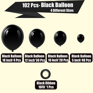 Black Balloons,102pcs Black Balloon Garland Arch Kit 18 12 10 5 Inch ...