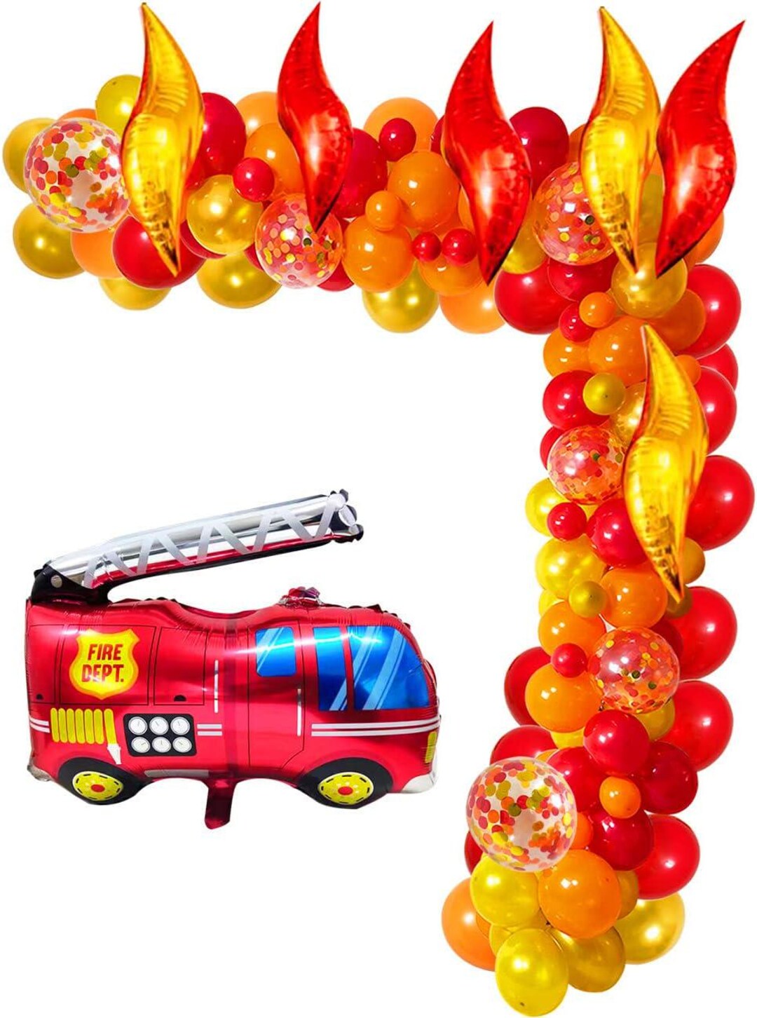 Fire Balloon Garland Arch Kit,firetruck Birthday Decorations ...