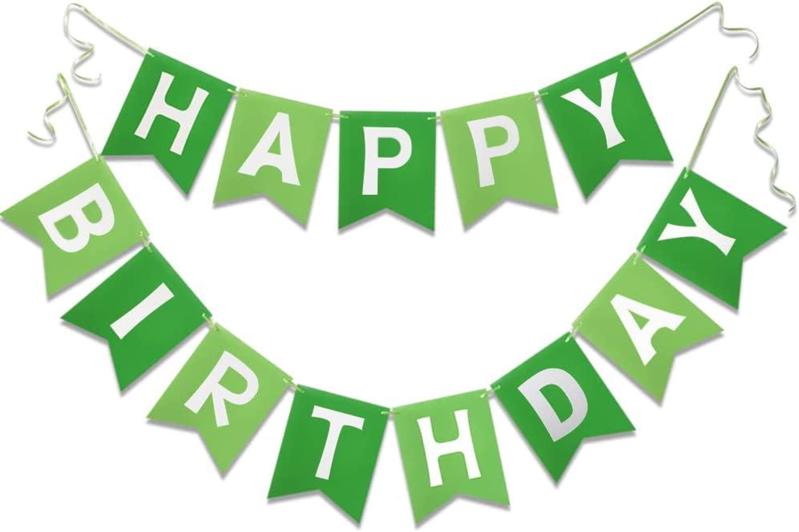 Green Happy Birthday Banner Greenery Theme Party Bunting Supplies Signs ...