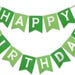 Green Happy Birthday Banner Greenery Theme Party Bunting Supplies Signs ...