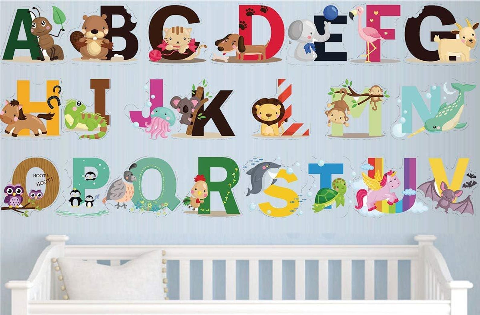 Animal Alphabet Kids Wall Decals - Peel & Stick Educational Baby ...
