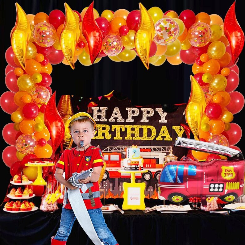 Fire Truck Balloon Garland Kit: Firefighter Birthday Party Supplies - Etsy