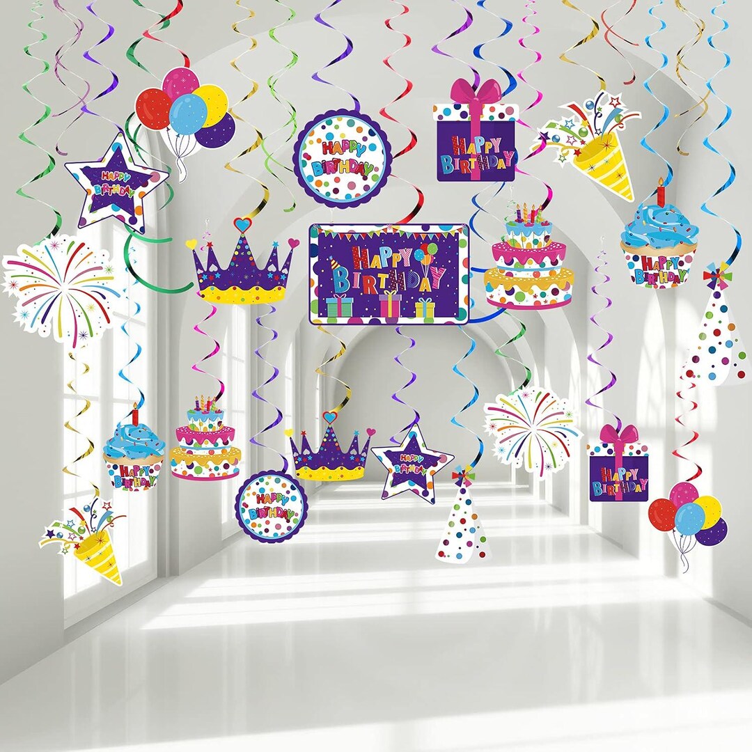 Happy Birthday Hanging Decorations Ceiling Hanging Swirl Decoration ...
