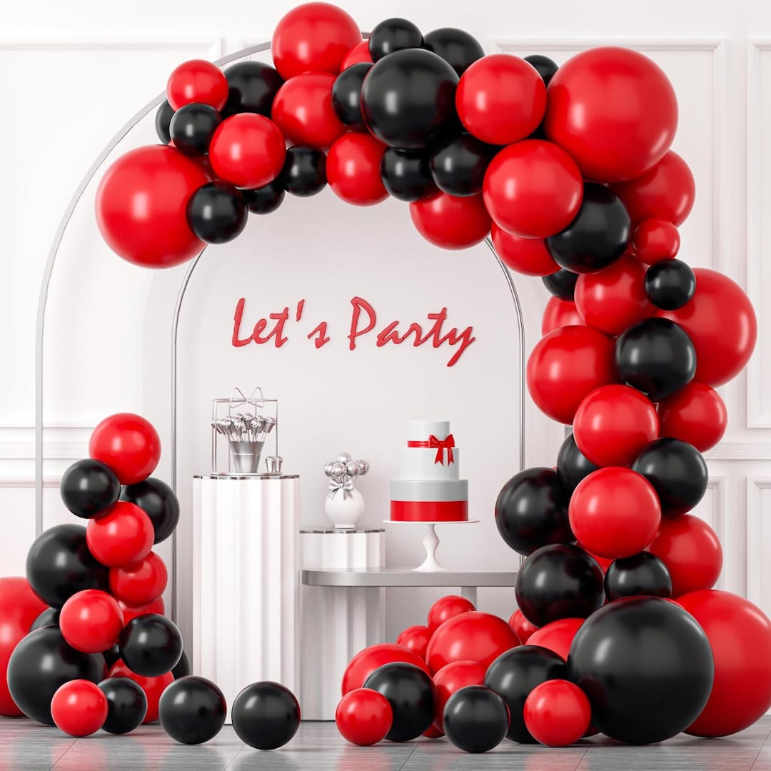 Red and Black Balloons Garland Arch Kit,115pcs Latex Black and Red ...