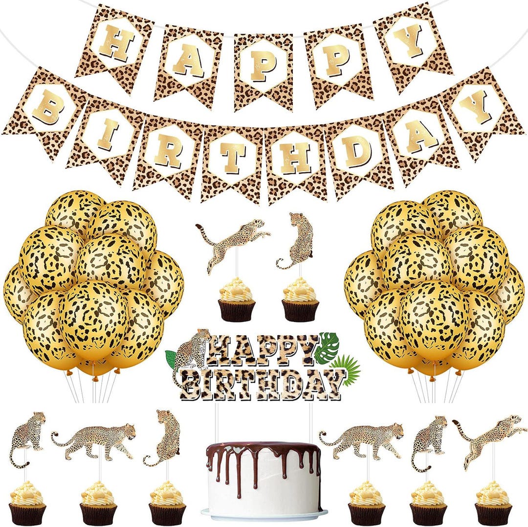 Leopard Banner Cheetah Banner Cheetah Theme Balloonsleopard Wild ...