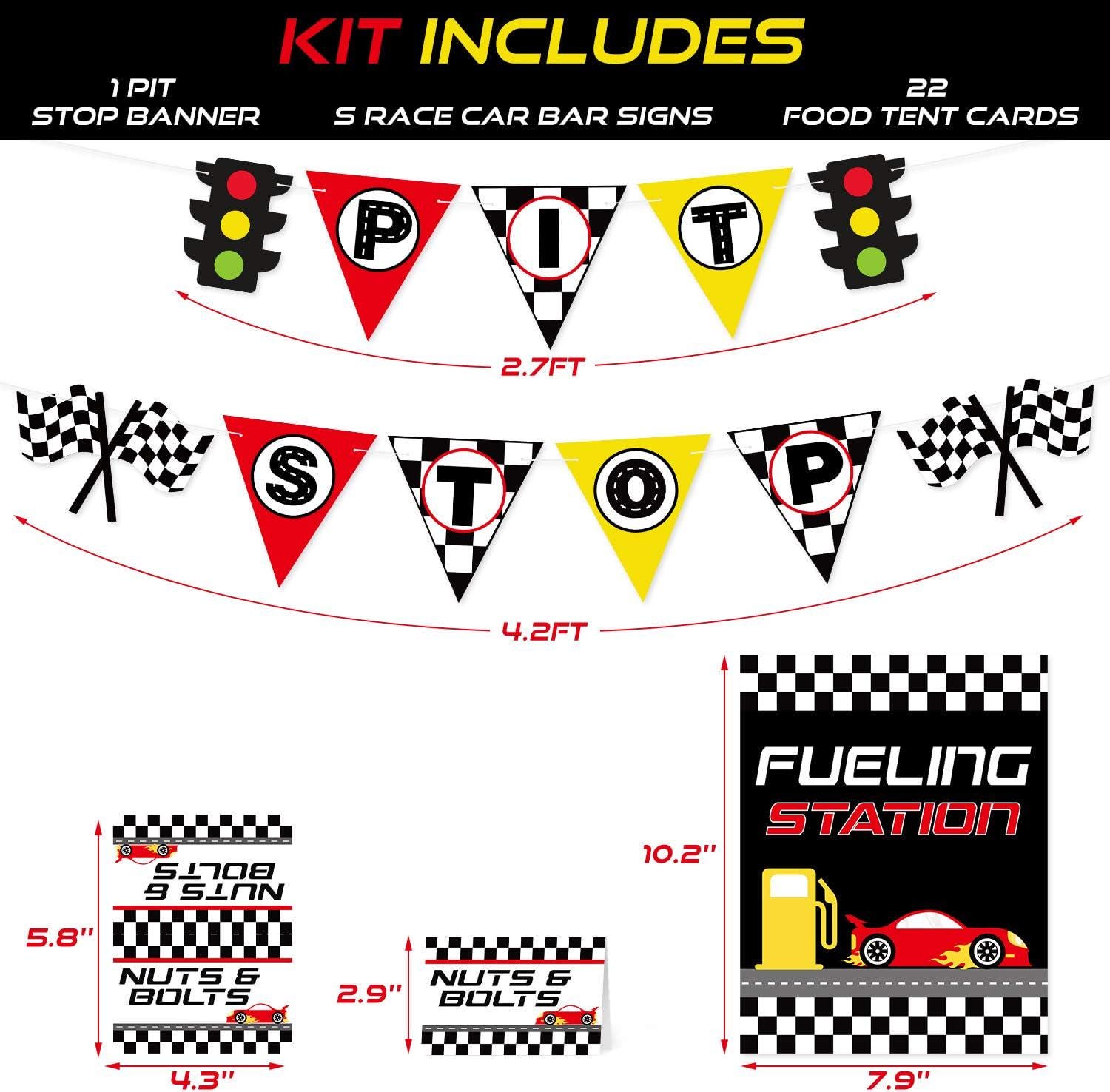 Race Car Bar Decorations Racing Car Birthday Party Decor Kit Pit Stop ...