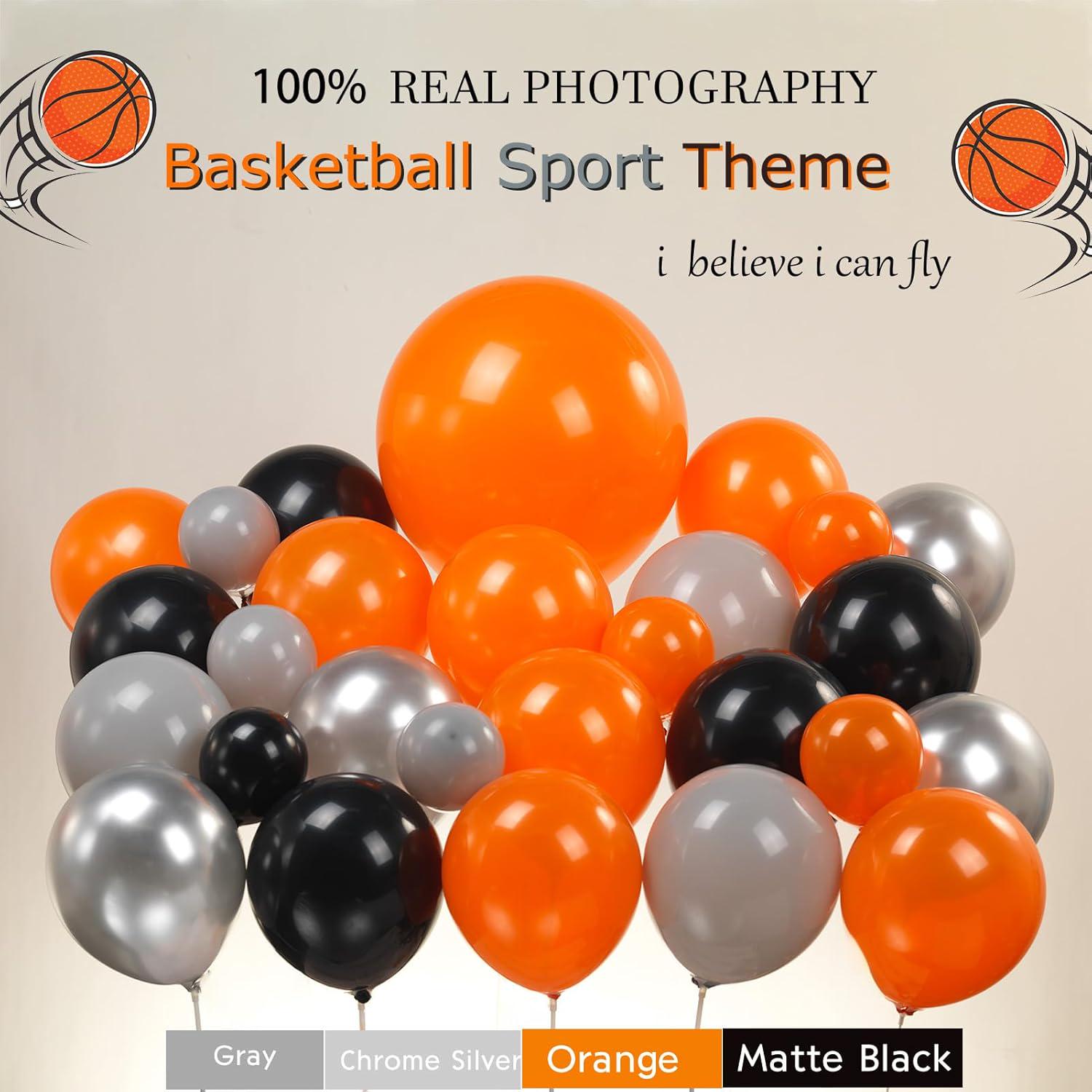 Basketball Balloon Garland Arch Kit, 136pcs Orange Gray Black White and ...