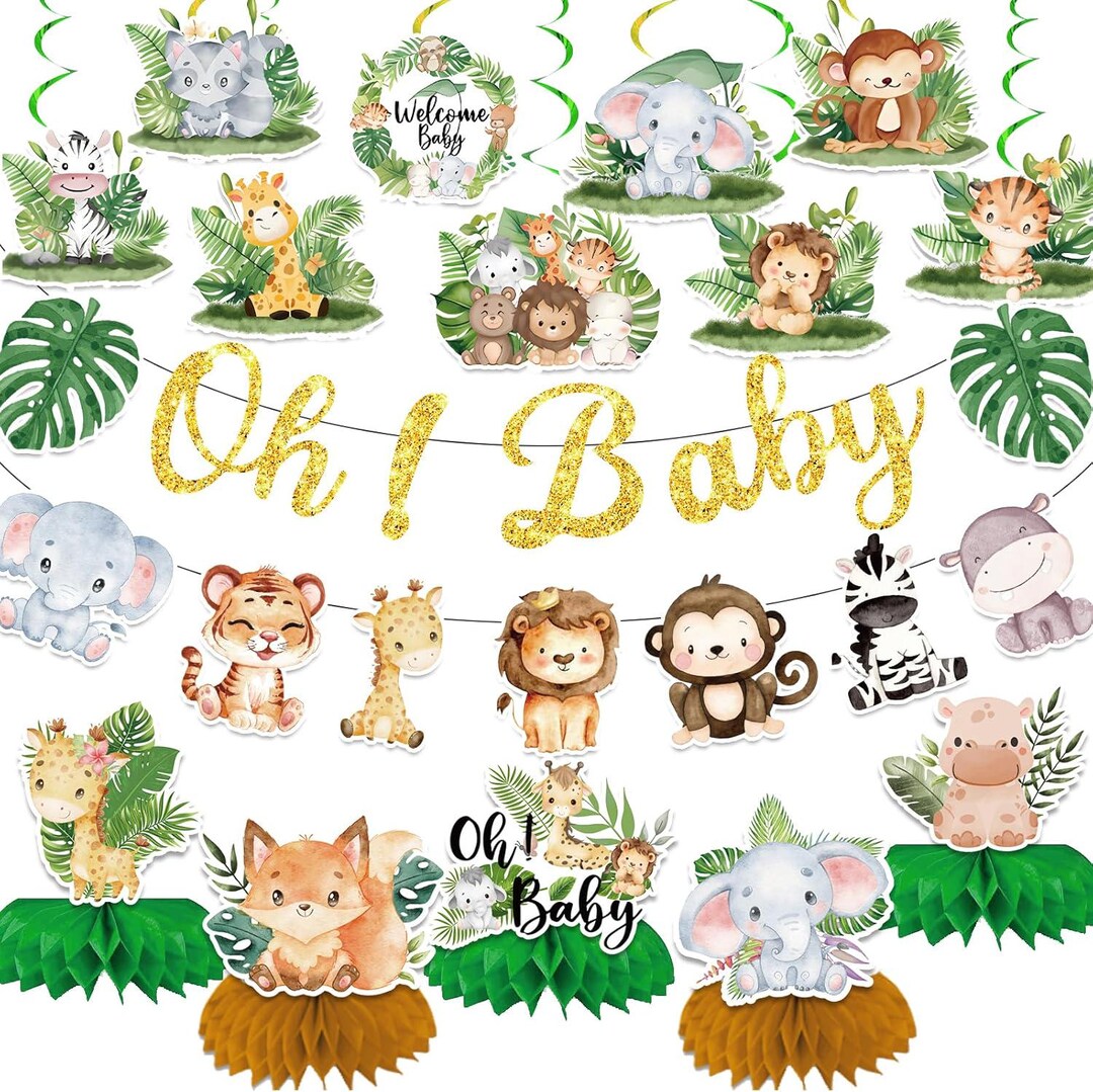 Jungle Wild Animal Baby Shower Decorations, Wild One Birthday ...