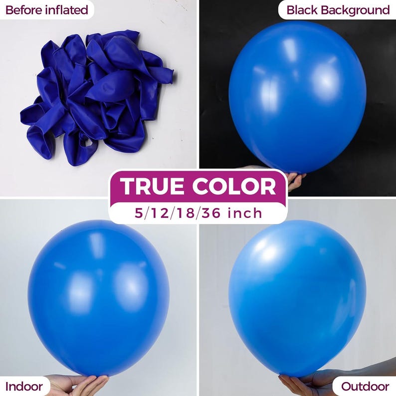 Royal Blue Giant Balloons 36 Inch - 8 Pack Jumbo Large Round Dark Blue ...