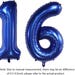 16 Balloon Numbers Navy Blue Number 16 Balloons Self-sealing for ...