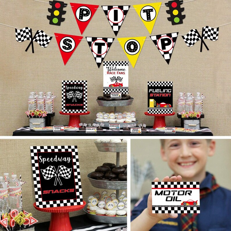 Race Car Bar Decorations Racing Car Birthday Party Decor Kit Pit Stop ...
