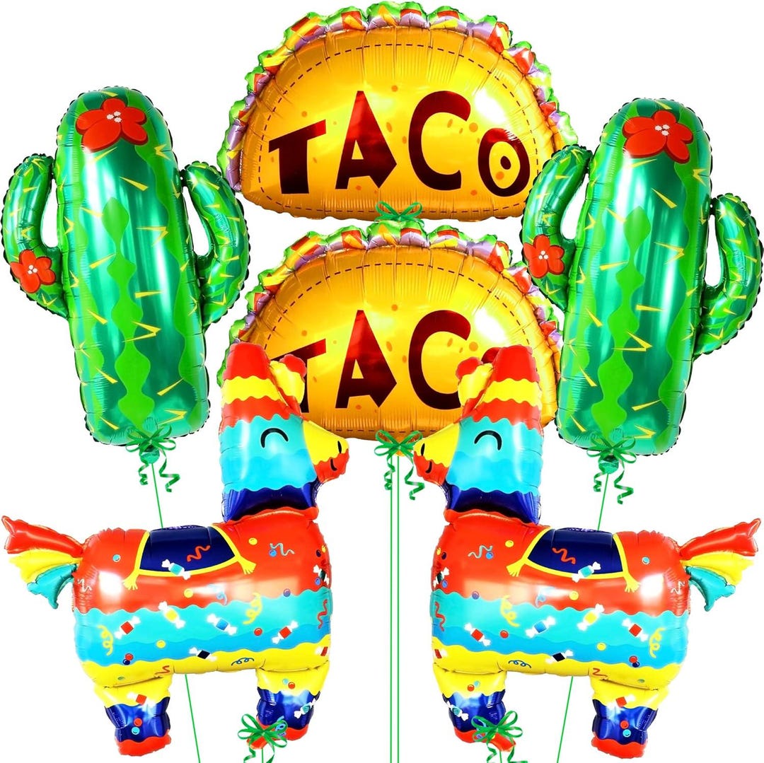 Huge Taco Balloons and Cactus Balloons Mexican Fiesta Party Decorations ...