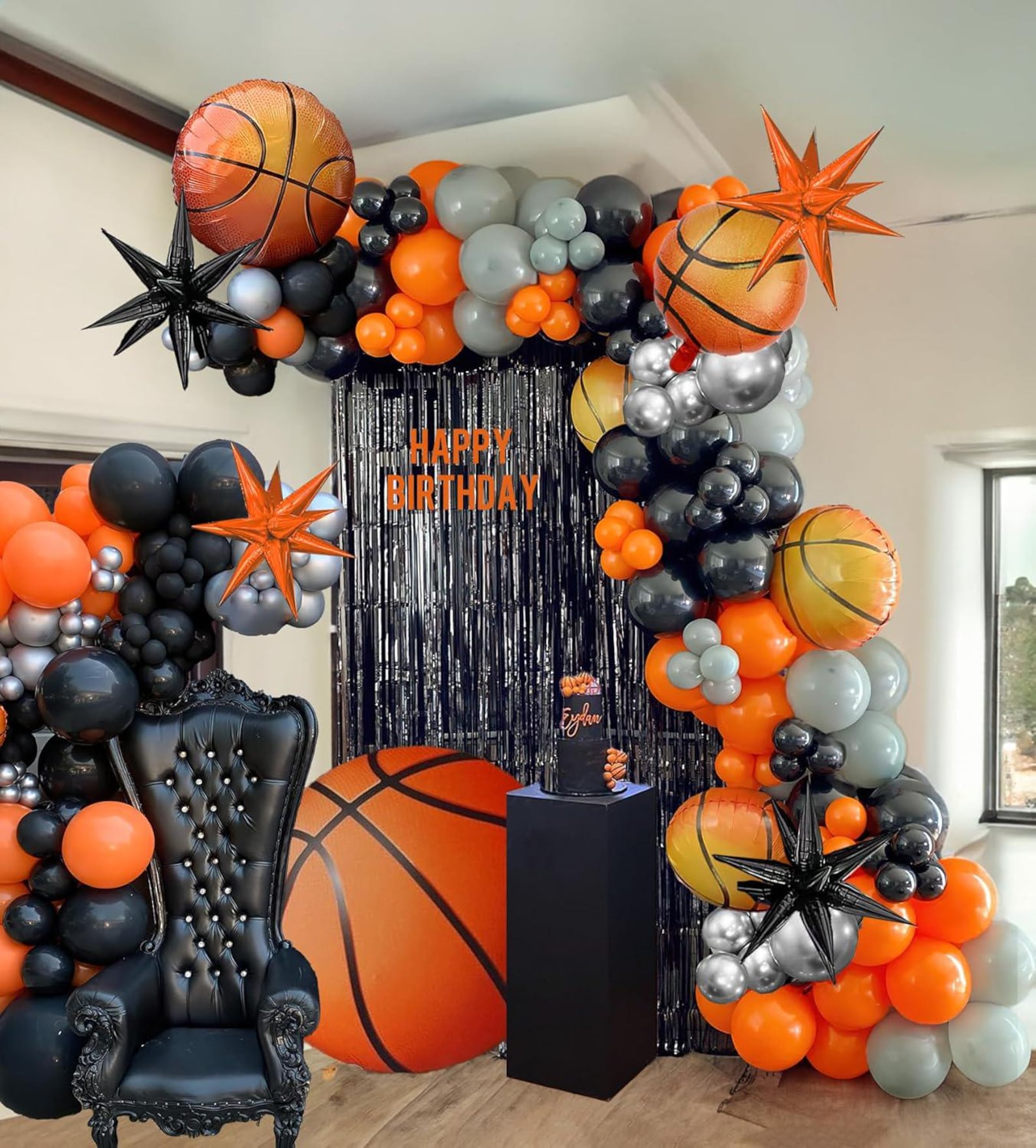 Basketball Balloon Garland Arch Kit, 136pcs Orange Gray Black White and ...