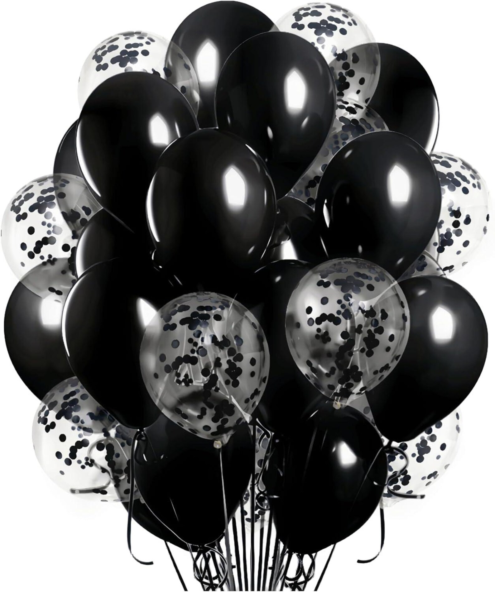 Black Balloons 100 Pack + 10 Packs of Black Confetti Balloons, 12 Inch ...
