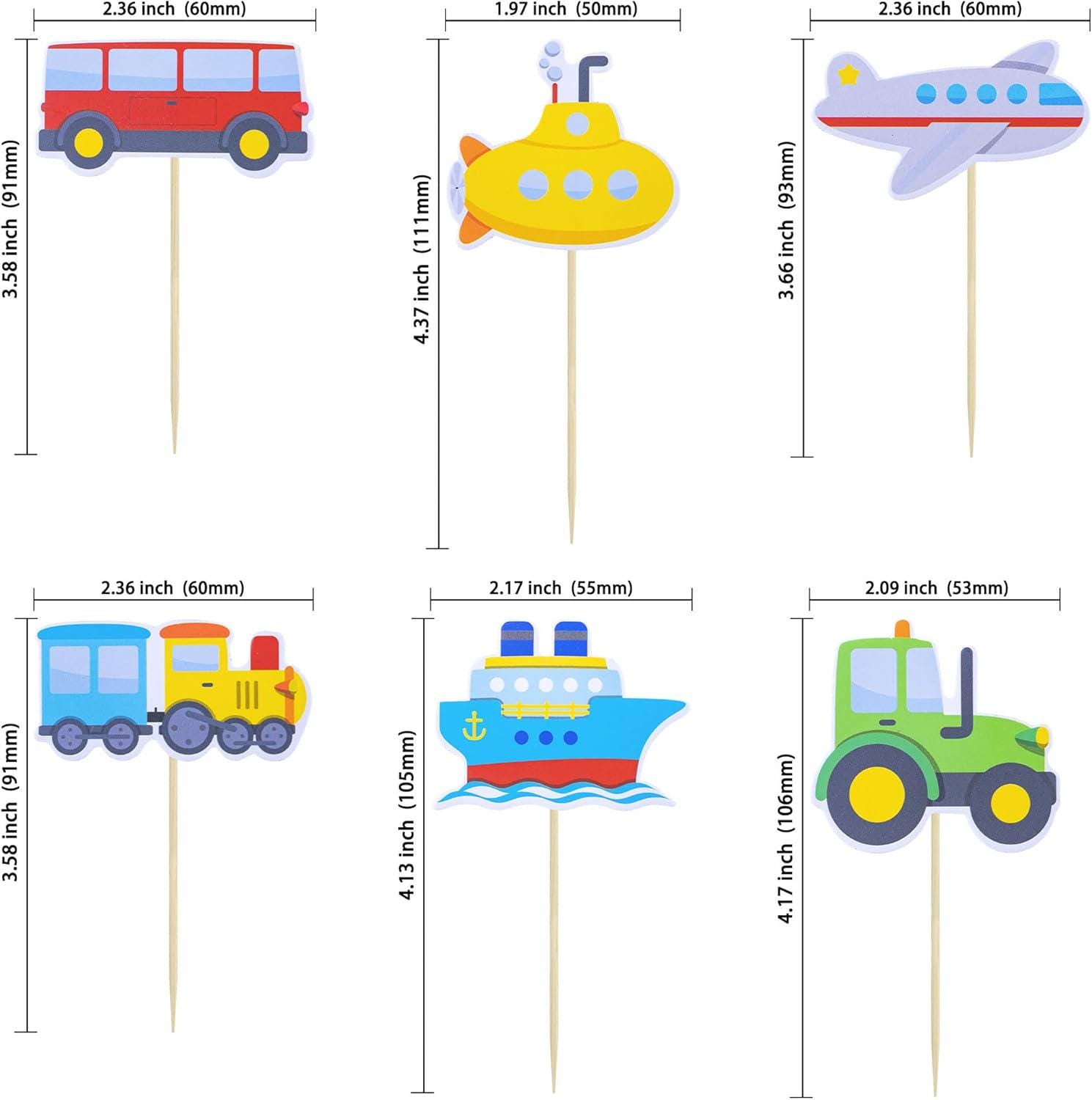 36pcs Transportation Cupcake Toppers Car Truck Train Airplane Ship ...