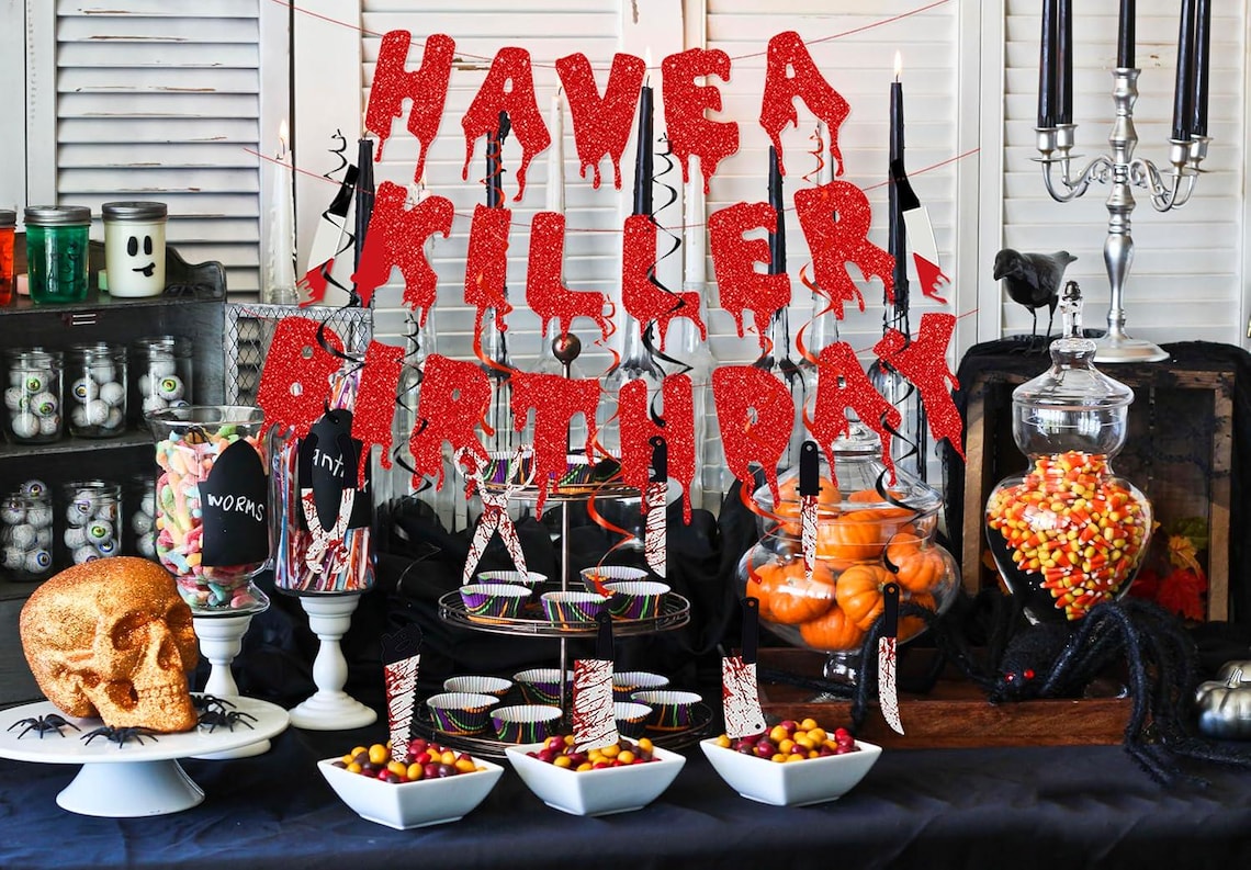 Have a Killer Birthday Party Banner, Halloween Horror Birthday Party ...